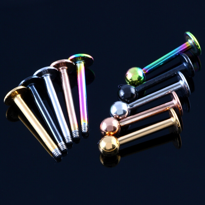 10Pcs/Set Surgical Steel Ball Stud Ear Bar Lip Nose Bar Body Piercing ...