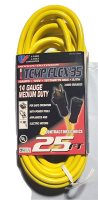 US Wire Outdoor Temp Flex Cord, 25Ft 125V, SJTW, UL, 14 Free Shipping ...