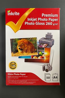 Inkrite A4 Premium Inkjet Photo Gloss Paper - 260gsm A4 x 50 sheets ...
