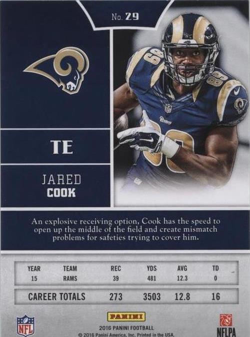 2016 Panini Jared Cook #29 for sale | eBay