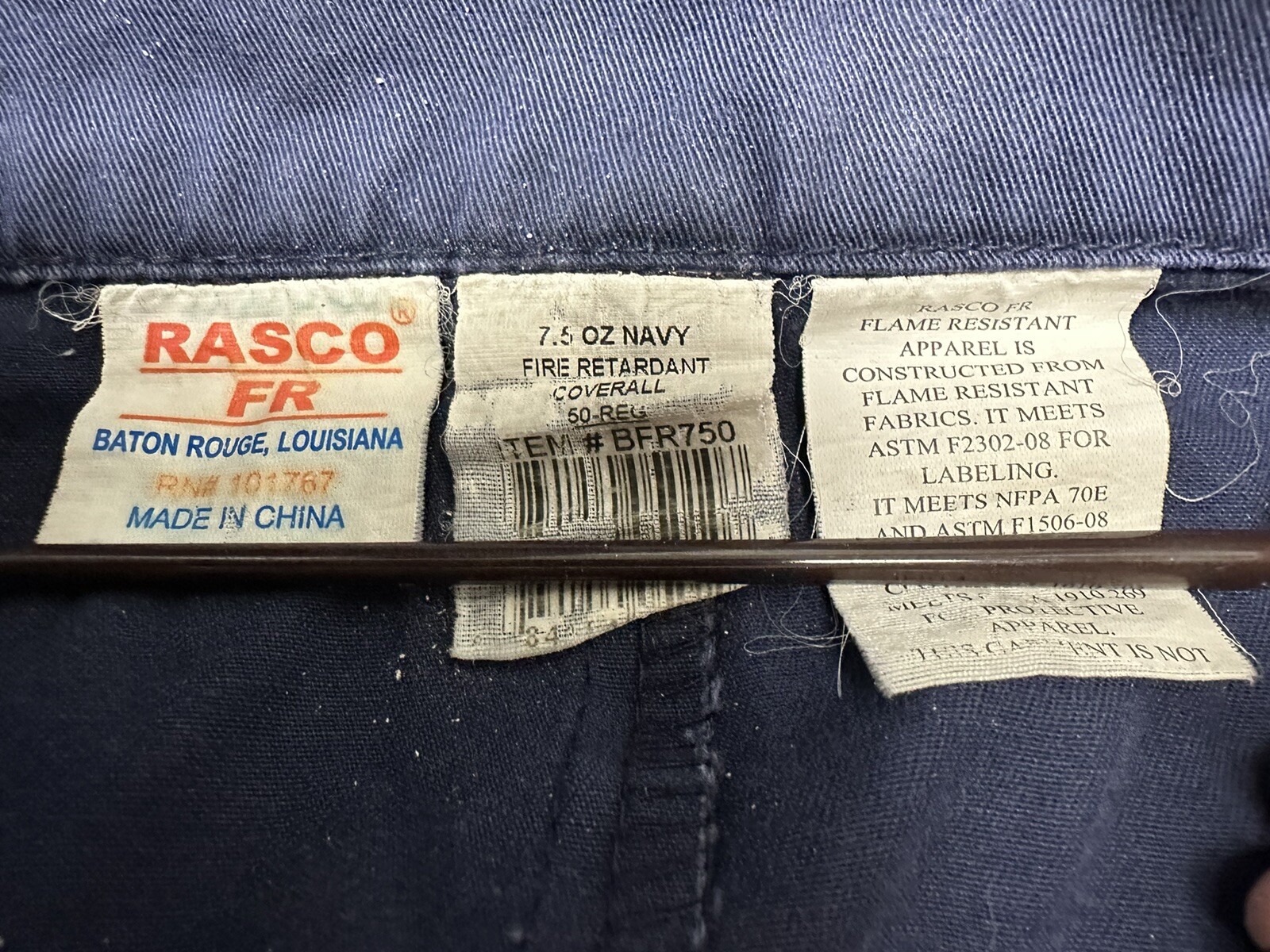 Rasco FR Coveralls #BFR750 Navy Blue 7.5oz Size 50 Regular 100% Cotton ...