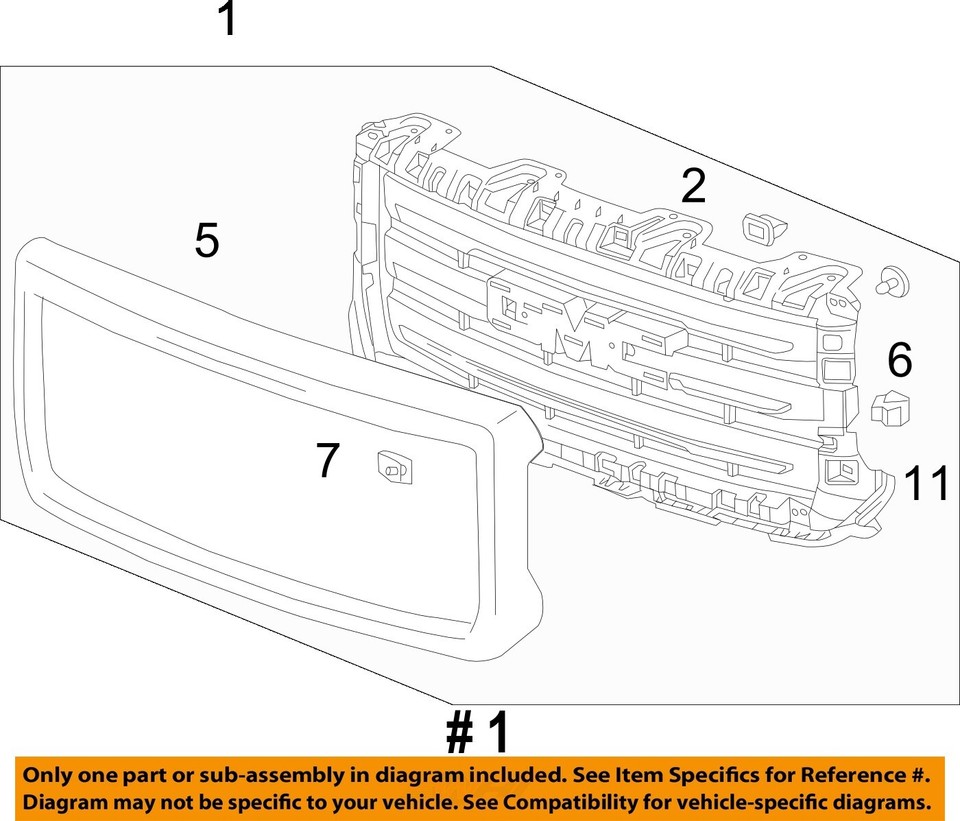 GM OEM 14-15 Sierra 1500 Grille Grille Components-Grille 23173253 | eBay