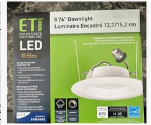 Fixture Led 5/6 4000K 650Lms, Eti Solid State Lighting Dimmable LED | eBay
