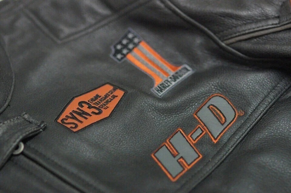 Men’s H.Davidson Eagle Style Biker Jacket 100% Genuine Cowhide Leather ...