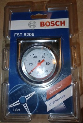 Bosch Style Line 2" Mechanical Oil Pressure Gauge-White Dial Face ...