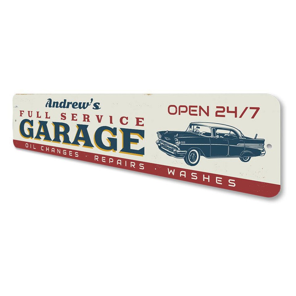 Personalized Car Full Service Garage Sign Custom Owner Name Aluminum ...