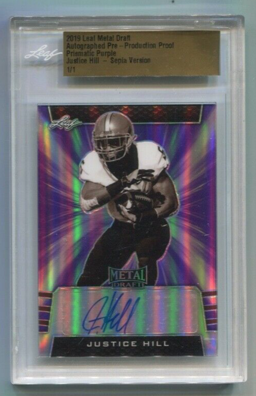 2019 Leaf Metal Draft JUSTICE HILL Purple Prizm Autograph OKLAHOME ...