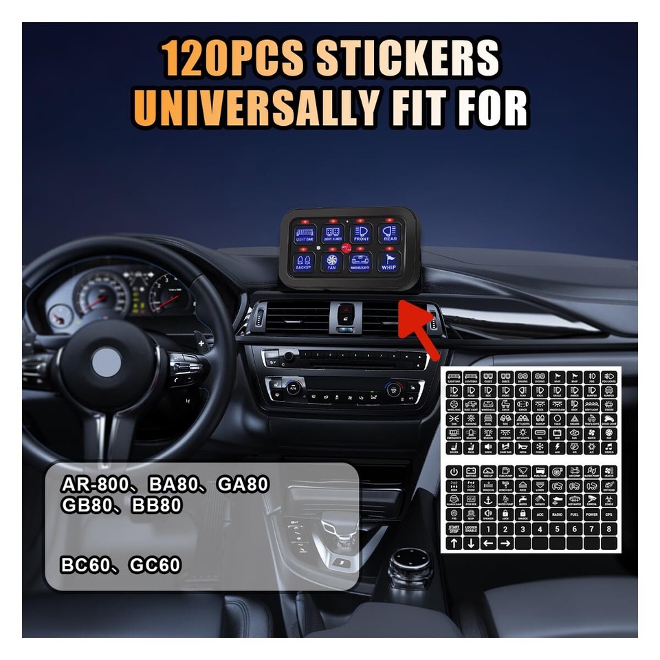 120PCS Auto Switch Panel Labels Decal Kit for Car Dashboard Boat RV | eBay
