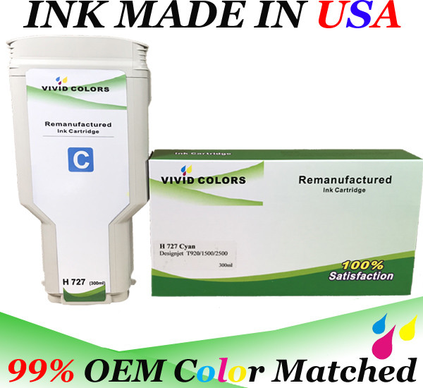 Remanufactured Cyan F9J76A HP727 Ink Cartridge for T2530 Printer 300ML ...