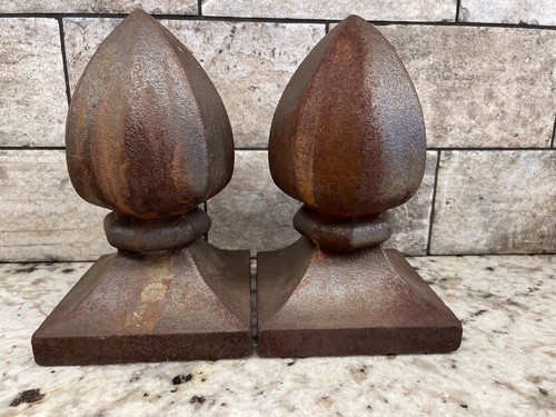 2VTG Cast Iron Fence Post Gate Finial Round Octagon Point Gothic Rusty ...