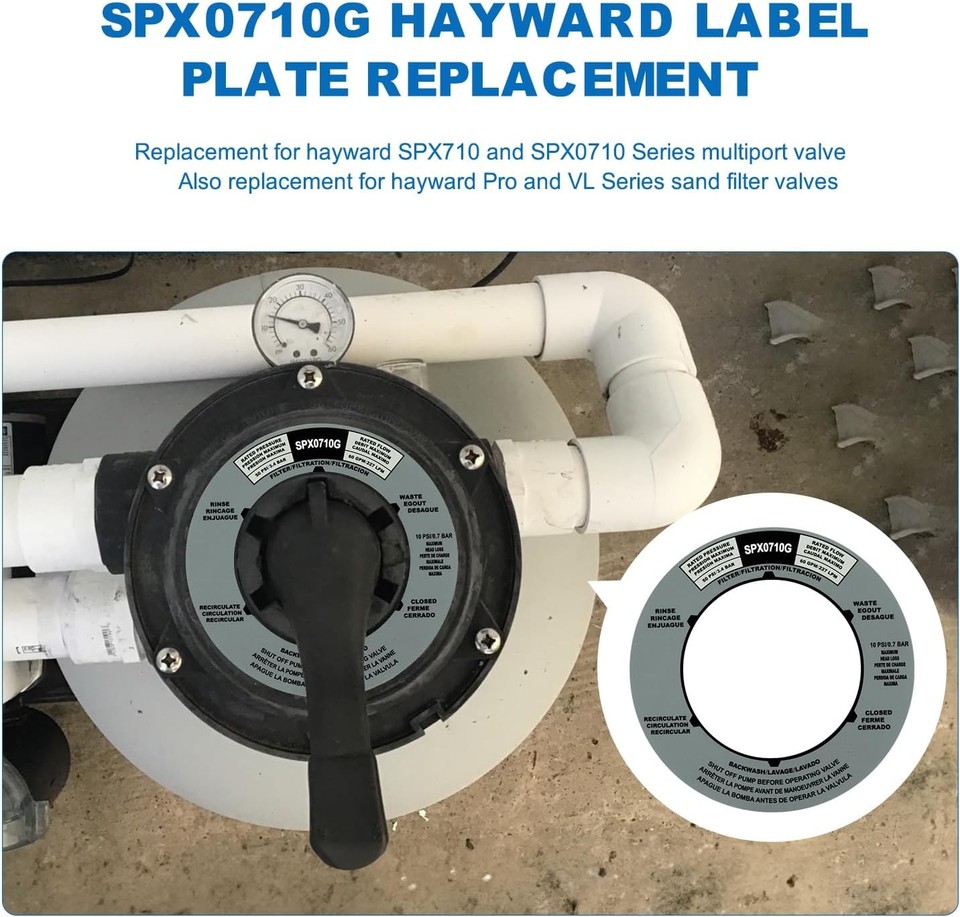 SPX0710G Label Sticker for Hayward Multiport Valve Parts, Pool Filter ...