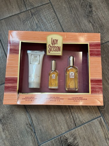 Lady Stetson 3 Pc Set 1oz Cologne .375oz Spray Perfume 3oz Lotion New ...