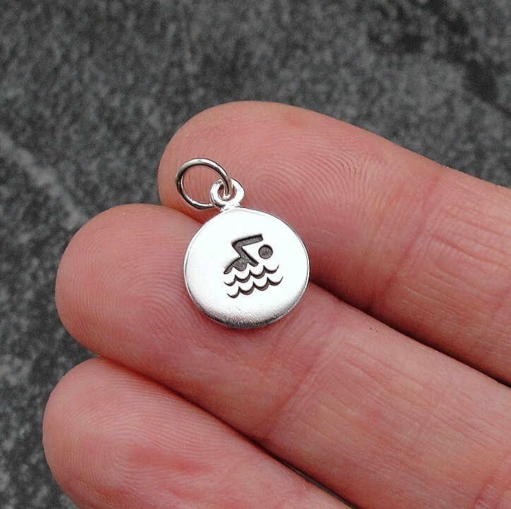 925 Sterling Silver Swimming Charm - Swimmer Charm - Diver Charm ...