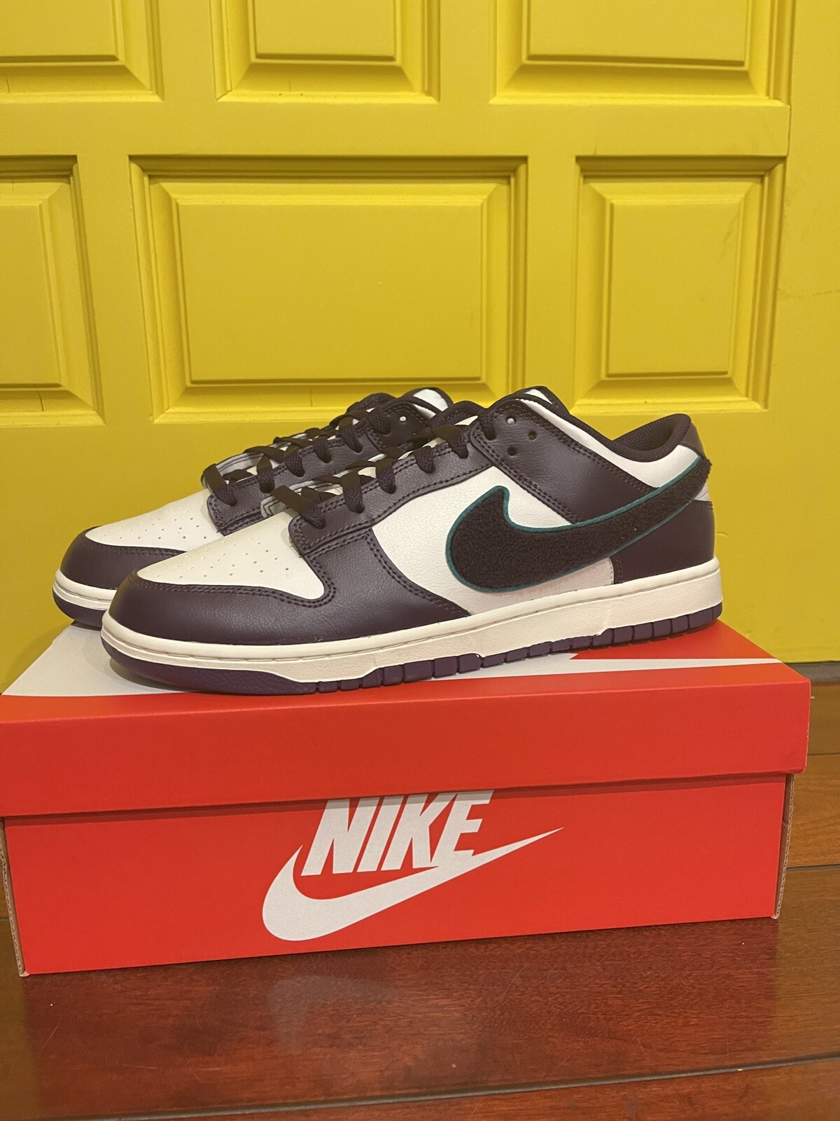 NEW Size 13 Men's Nike Dunk Low Chenille Swoosh Grand Purple DQ7683-100 ...