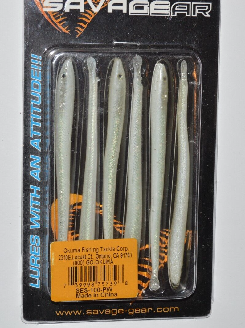 savage gear lb sandeel slugs 4" drop shot wacky rig lure pearl white | eBay