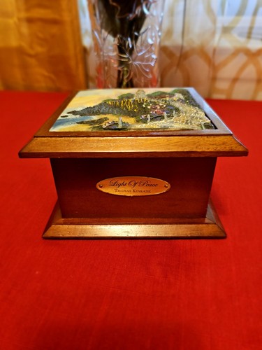 Thomas Kinkade Jewelry Box Mirror Lighthouse 6X6 vtg "Light of Peace ...