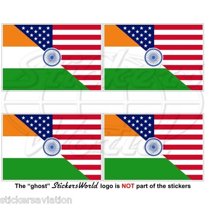 USA United States America-INDIA American & Indian Flag 50mm Stickers ...