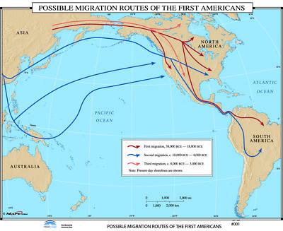 001 Possible Migration Routes of the First Americans | eBay