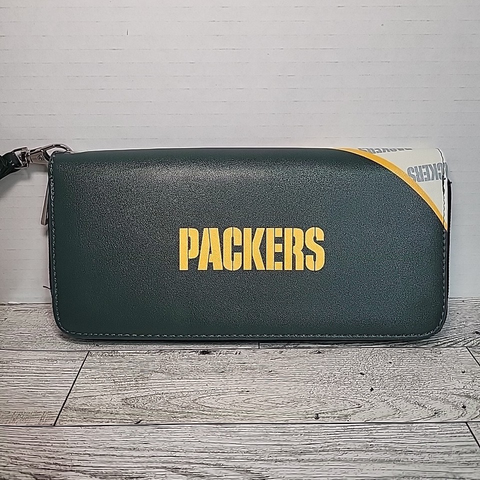 Green Bay Packers Wristlet Wallet Organizer NFL Curve Zip Removable ...