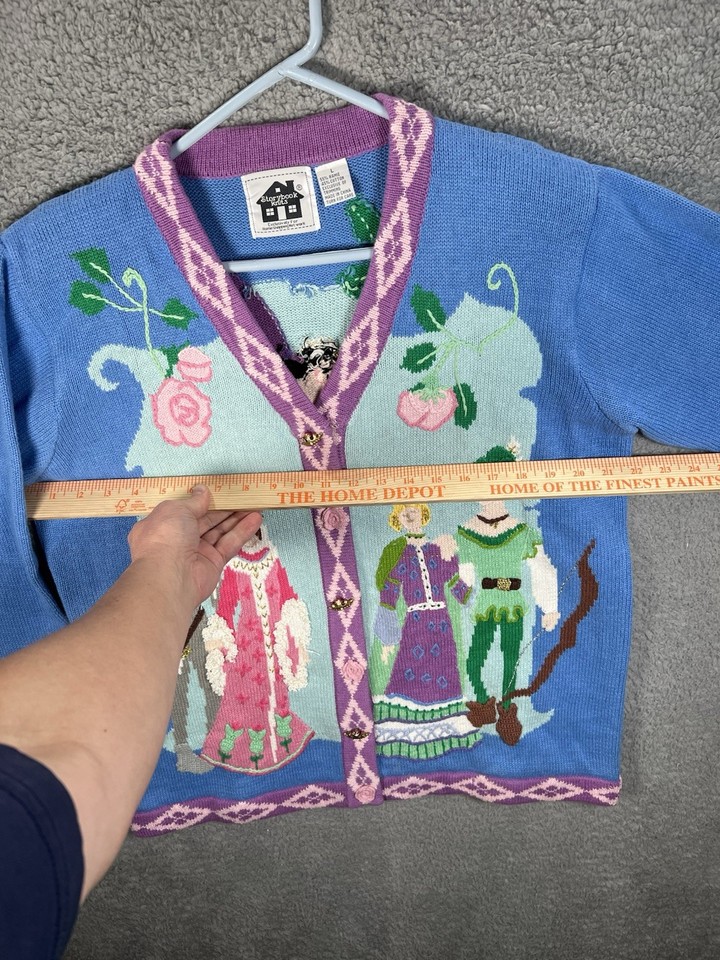 VTG Storybook Knits Sz L Fairy Tales Princess Style Cardigan Sweater ...