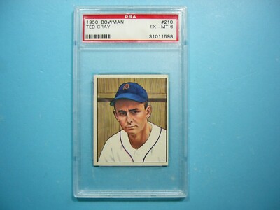 1950 BOWMAN MLB BASEBALL CARD #210 TED GRAY PSA 6 EX/NM SHARP!! '50 GL ...
