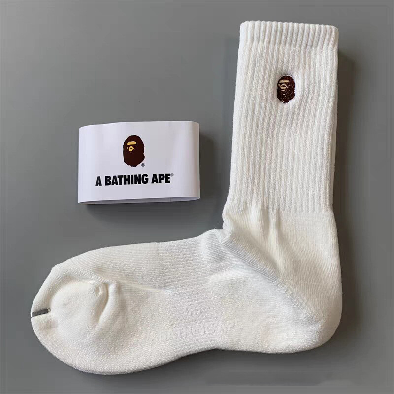 BAPE A Bathing Ape Head Embroidered Crew Socks - 3pcs | eBay