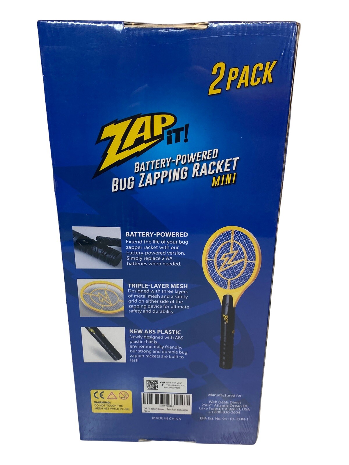 Zap It Bug Zapper Racket Mini Battery Powered Bug Zapper 2 Pack Model ...