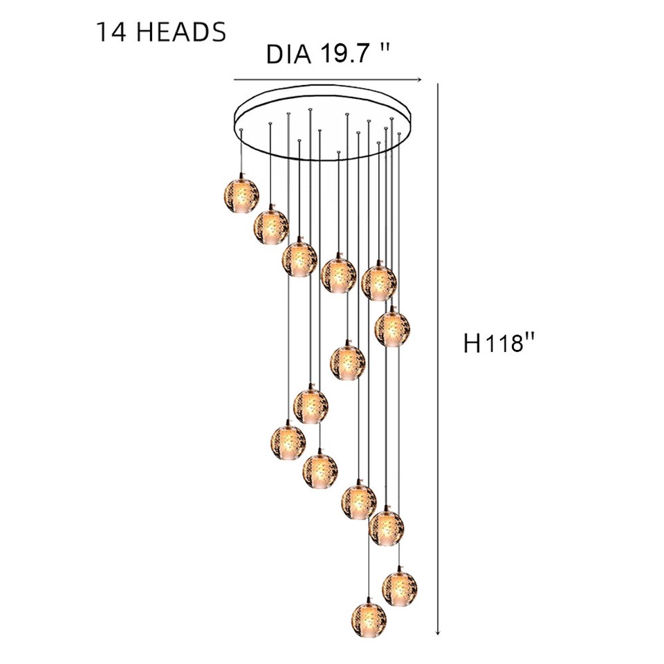Modern G4 LED Bubble Crystal Round ball Ceiling Light Room Stair ...