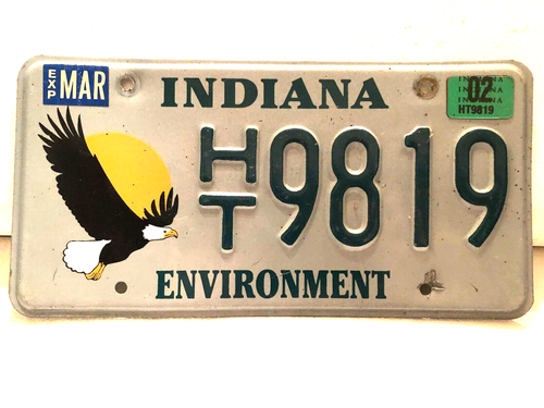 LICENSE PLATE INDIANA ENVIRONMENT WITH EAGLE HT 9819 | eBay