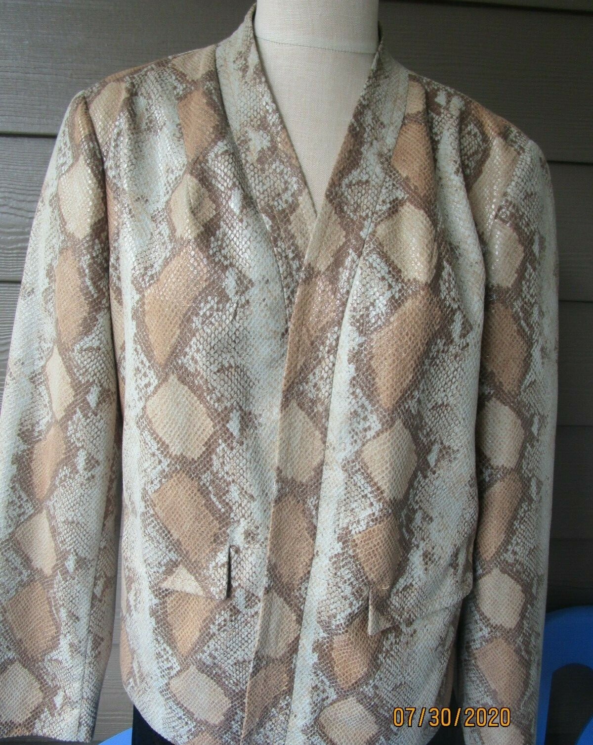 Chico's Women's Open Front Snake Skin Print Jacket Si… - Gem