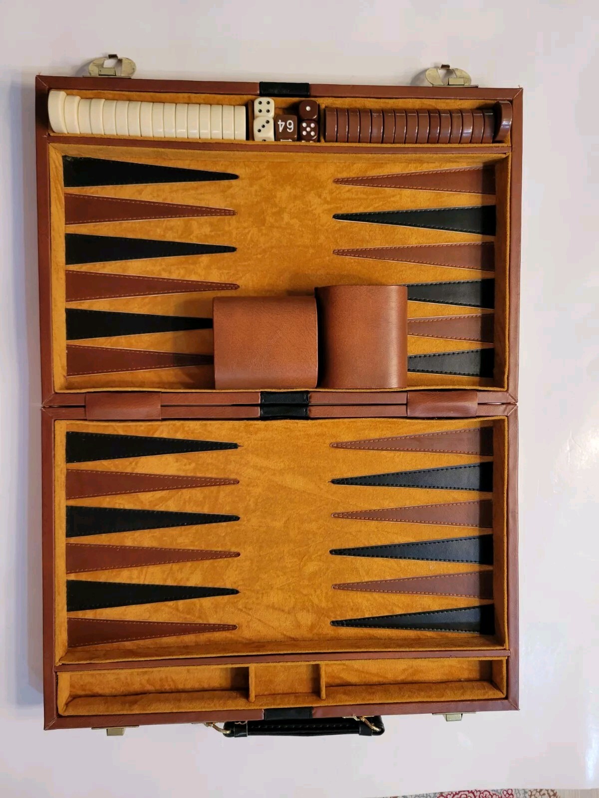Vintage Backgammon Set Board Game Faux Leather Case Handle 15x10x2.5 | eBay