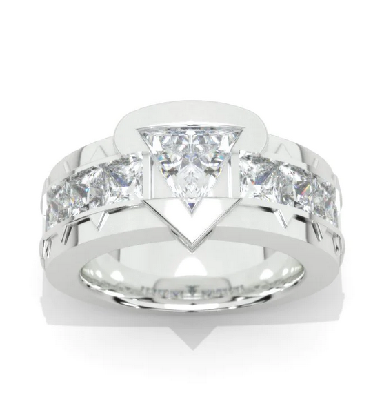 Colorless White Fancy Triangle & Square Shape Diamonds Men's Modern ...