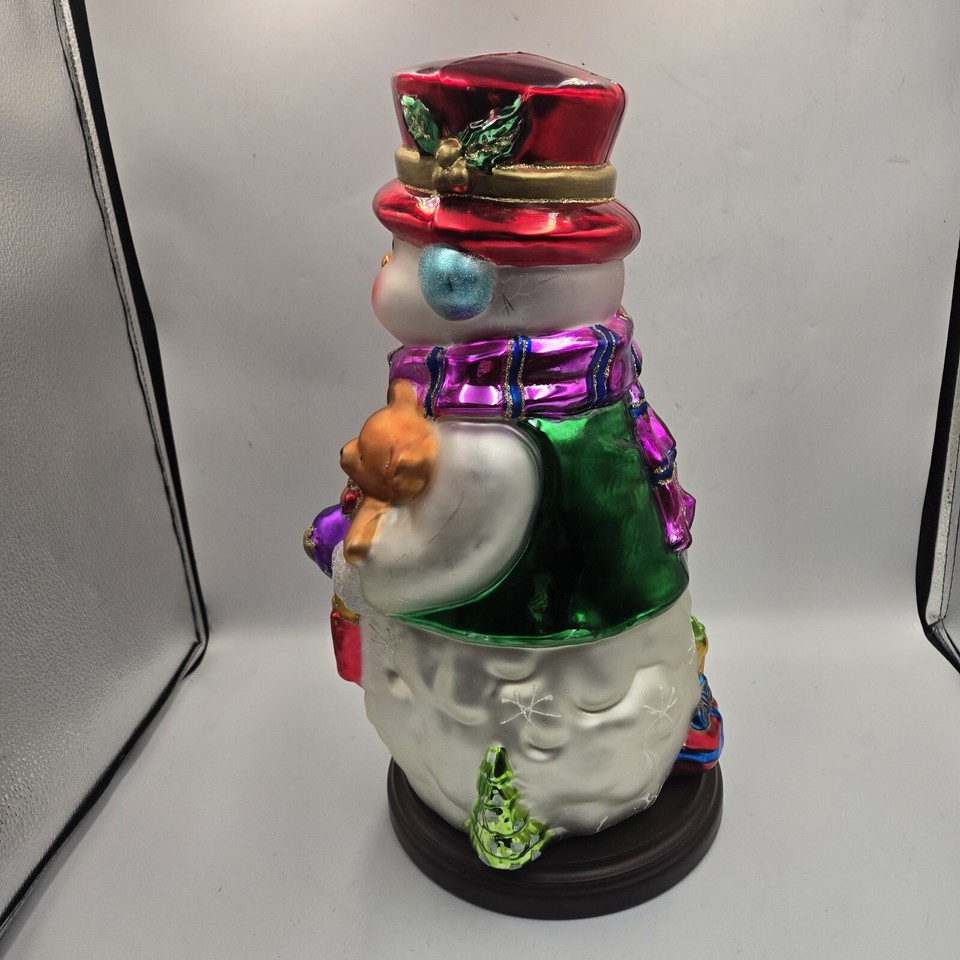 Large Thomas Pacconi 17 Inches Blown Glass Christmas Snowman Figurine ...