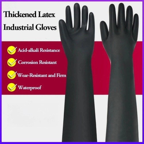 Acid and Alkali Resistant Latex Glove Work Safe Gloves Chemical ...