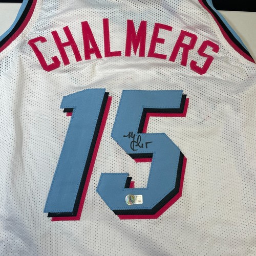 Mario Chalmers Autographed Custom Miami "Vice" Heat Basketball Jersey ...
