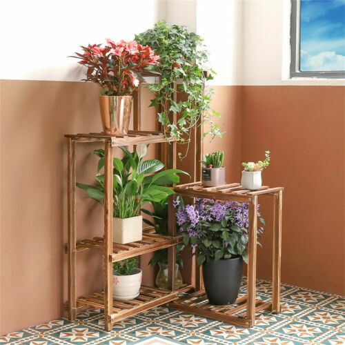 Vintage Wood Corner Plant Stand Rack Pots Display for Indoor Outdoor ...