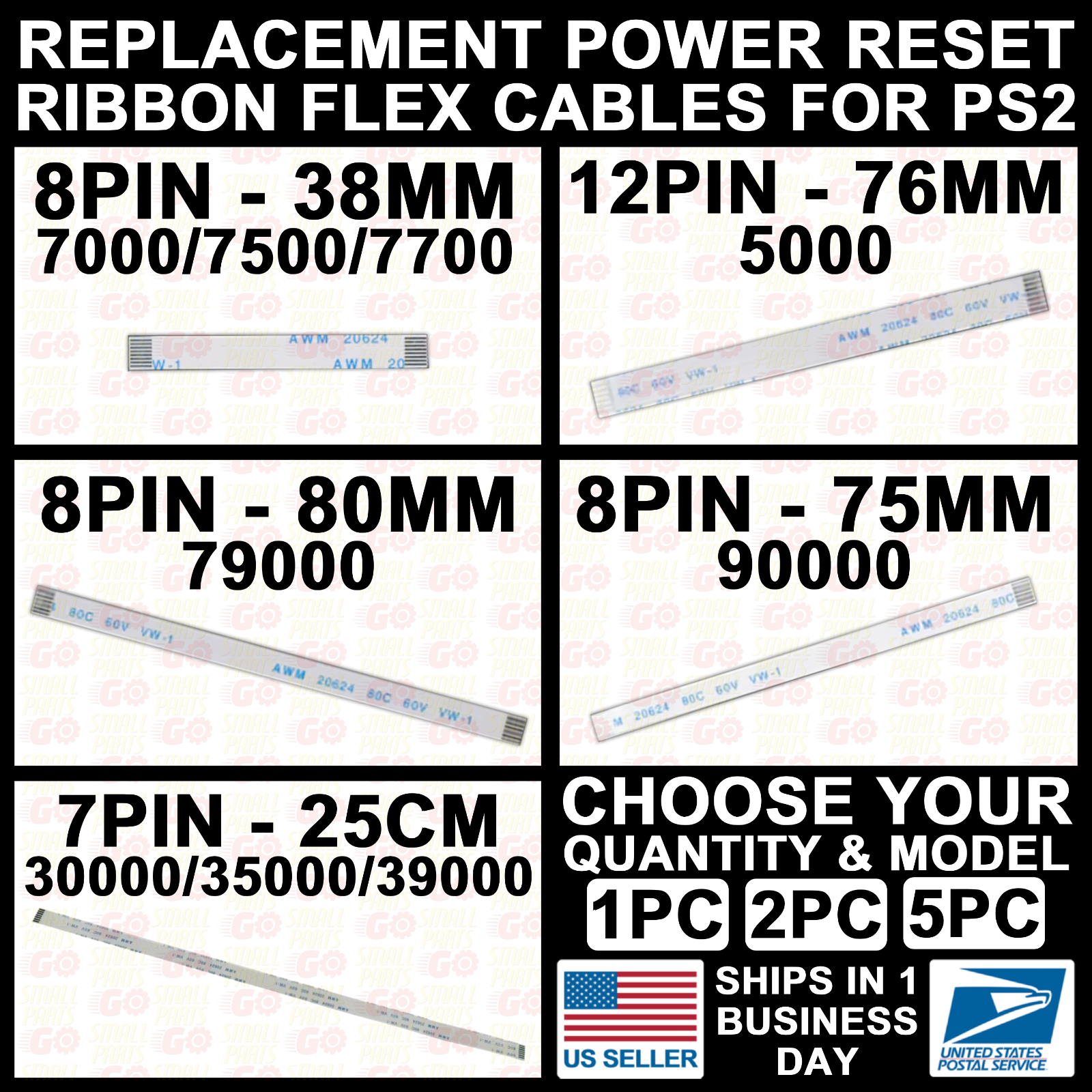 Power Reset Button Ribbon Flex Cable 7/8/12 Pin Fat/Slim For PS2 ...