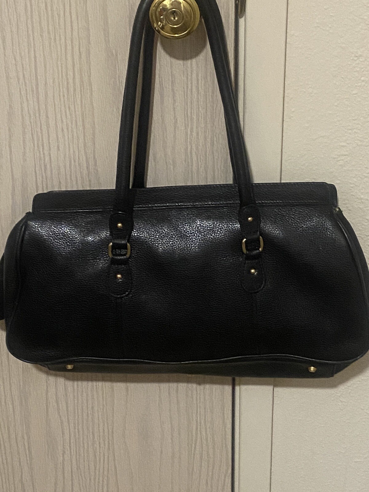 CHARLES DAVID BLACK GENUINE LEATHER LARGE SHOULDER BAG | eBay