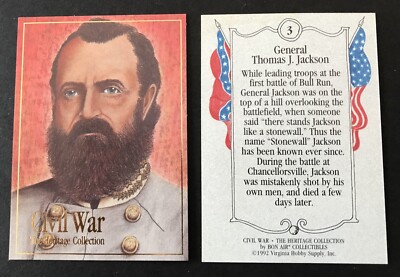 Stonewall Jackson Confederate Civil War General Collector Card, 1992 ...