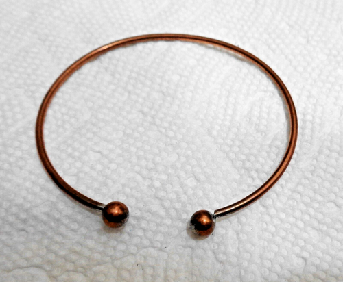 Size 7 Copper Wire Ball End Cuff Bracelet 2 1/2" diameter 1 mm 6.1 gm ...