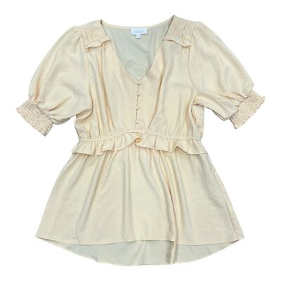 Oddy Yellow Smock Sleeve Ruffle Crepe Blouse L | eBay
