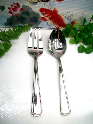 Gorham Silver UNKNOWN Stainless Steel Pierced Serving Spoon & Cold Meat ...