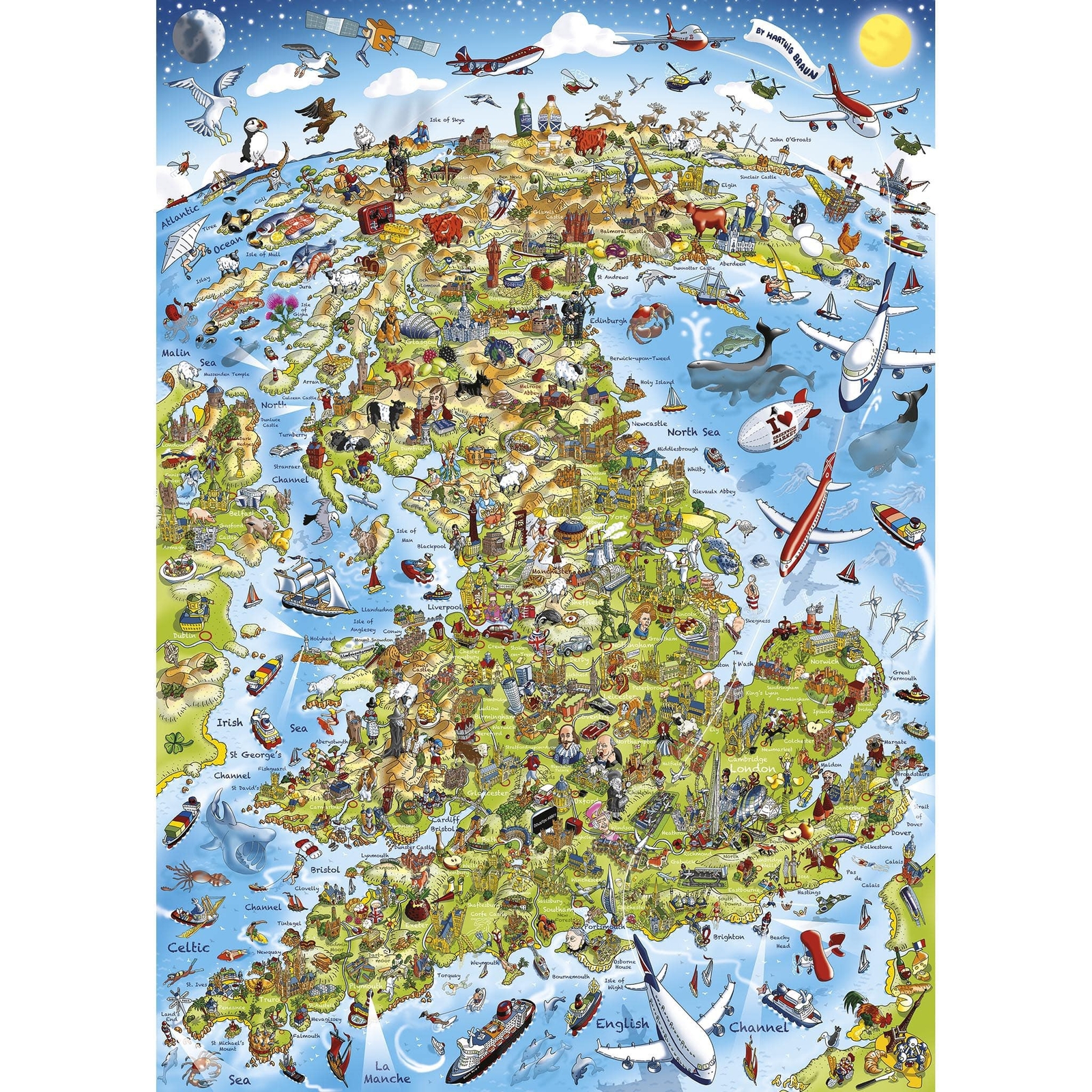 Gibsons Best of British 1000 Piece Jigsaw Puzzle England UK Map Puzzle ...