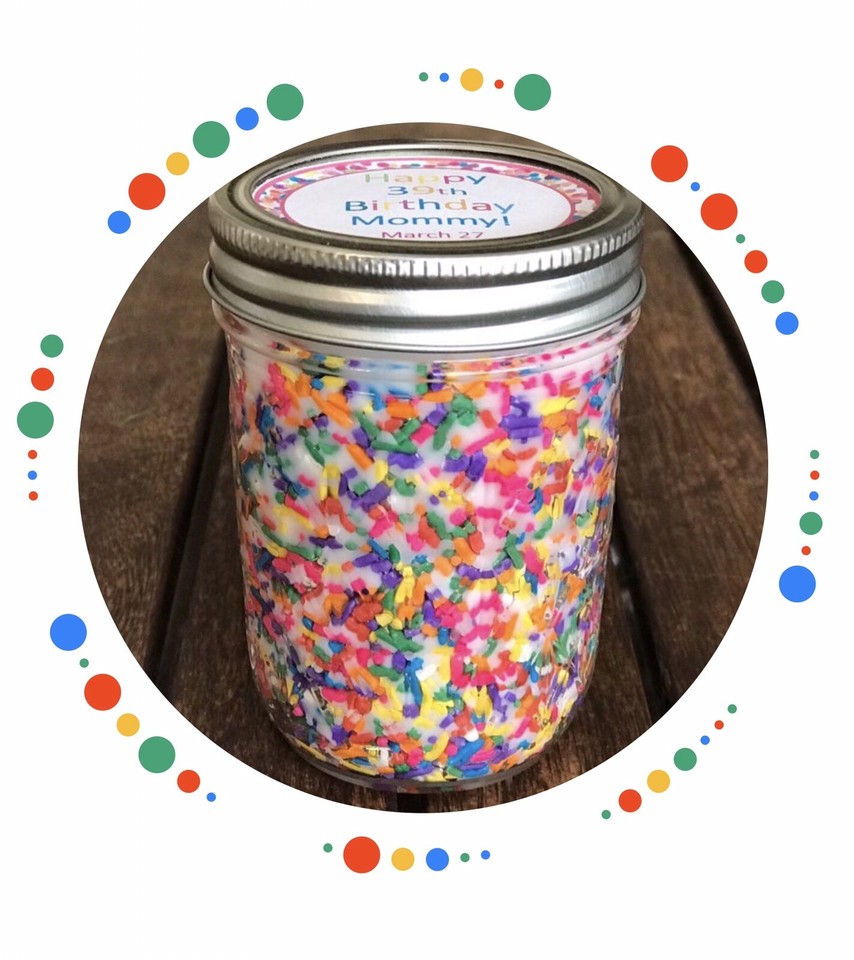Rainbow Sprinkle Birthday Cake Scented Candle 8 oz Ball Jar FAST FREE ...