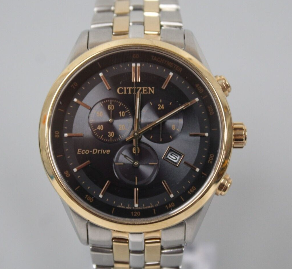 Mens Citizen Eco-Drive H504-S083303 Two Tone Chronograph Date Quartz ...