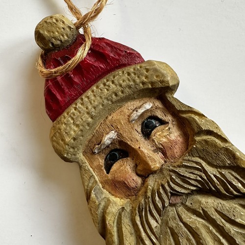 Vintage Wang’s Santa Claus St. Nick Face Christmas Ornament 1993 Carved ...