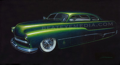 ZOMBIE-ART PRINT-MERC,FORD,HOT ROD,CHEVY,CARS,MERCURY,RAT ROD,LOWRIDER ...