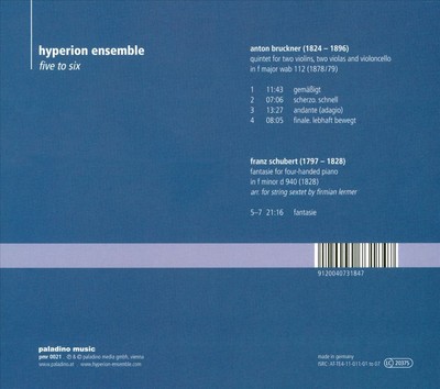 HYPERION ENSEMBLE FIVE TO SIX: BRUCKNER, SCHUBERT NEW CD 9120040731847 ...