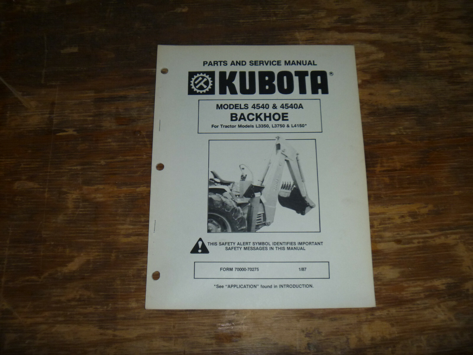 Kubota 4540 4540A Backhoe L3350 Tractor Parts Catalog Service Repair ...