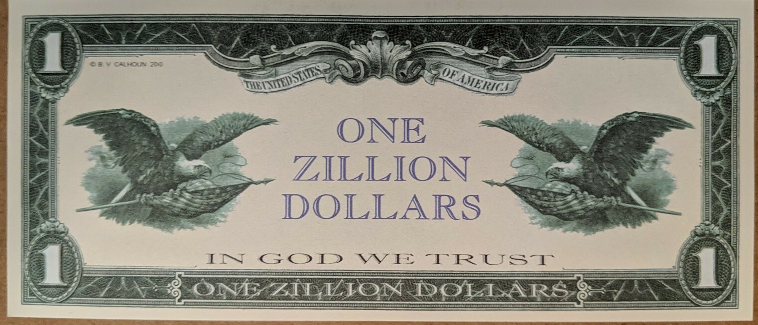 ORIGINAL USA 1 ZILLION DOLLAR BILL NOVELTY. Looks & feels real | eBay